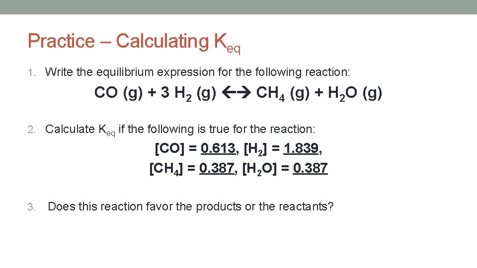 Equilibrium Honors Chem 2018 Why is chemical equilibrium