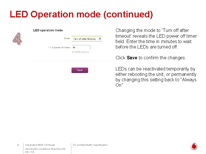 Vodafone Machine Link 3 G LED status display