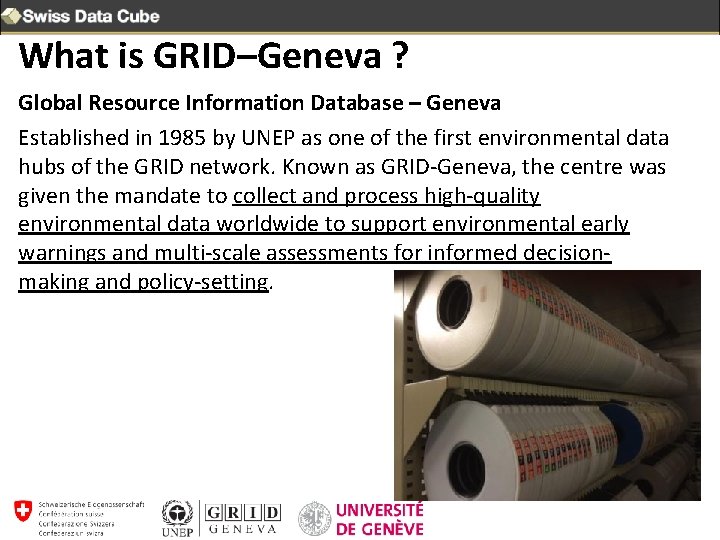 The Swiss Data Cube SDC EO for monitoring