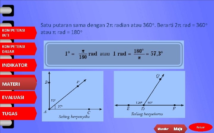 KOMPETENSI INTI KOMPETENSI DASAR INDIKATOR Bab 5 Geometri