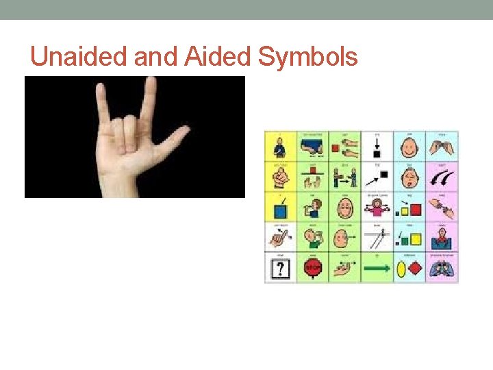 VOCAB SELECTION SYMBOLS LAYOUT ORGANIZATION Unaided and Aided