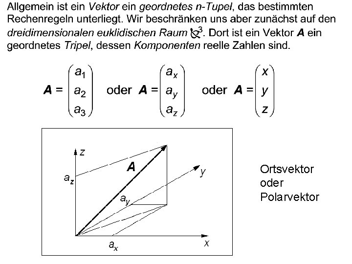 8 Vektoren Ortsvektor oder Polarvektor ABBA A B