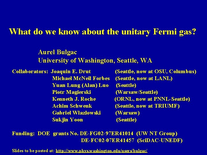 What do we know about the unitary Fermi