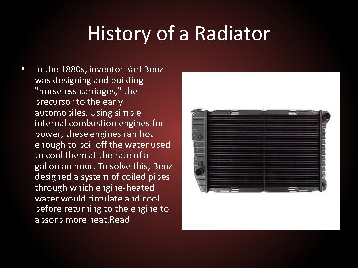 Heat Transfer Analysis of a Radiator Heat Transfer