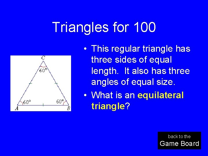 Math Jeopardy Geometry Shapes Lines Angles To play