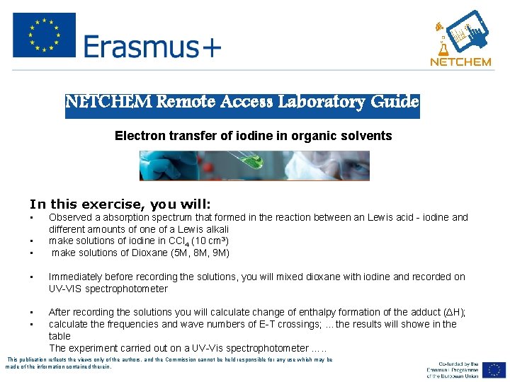 NETCHEM Remote Access Laboratory Guide Electron transfer of