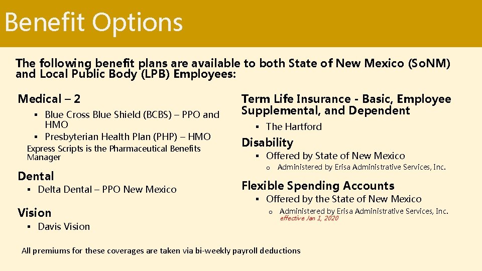 RISK MANAGEMENT DIVISION Employee Benefits Bureau Benefits Plan