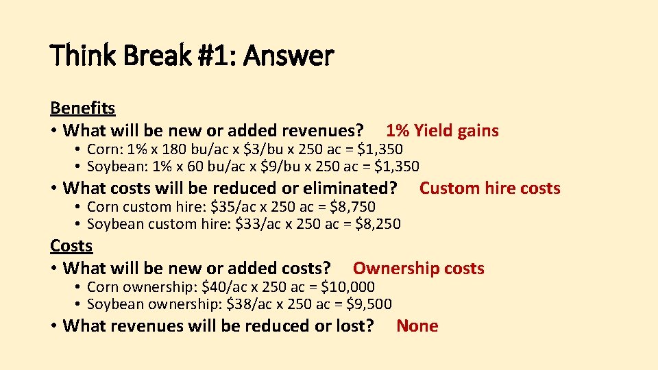 Partial Budgeting Examples AAE 320 Farming Systems Management