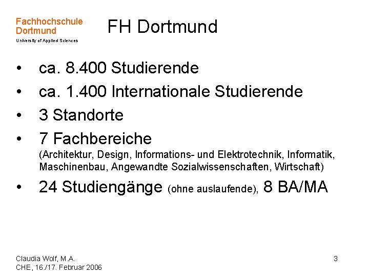 Fachhochschule Dortmund University of Applied Sciences Das ...