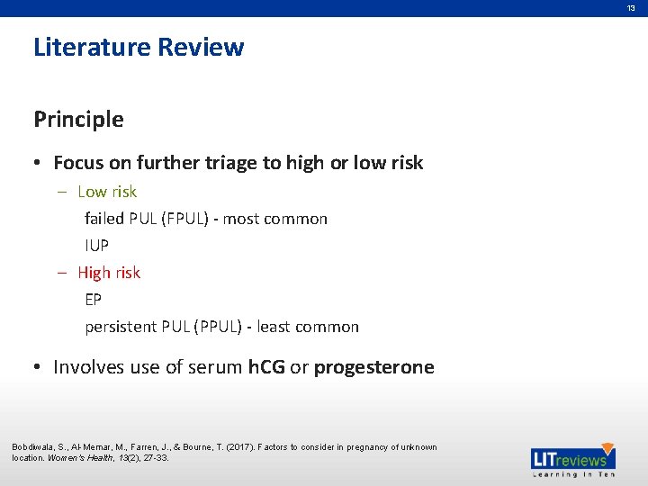 Managing Pregnancy of Unknown Location Based on Initial