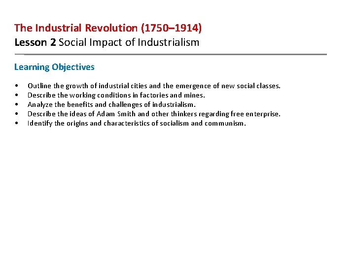 The Industrial Revolution 1750 1914 Lesson 2 Social