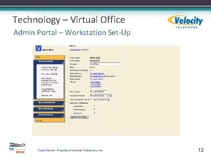 Virtual Office by Velocity Telephone Inc Trade Secret