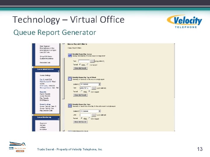 Virtual Office by Velocity Telephone Inc Trade Secret