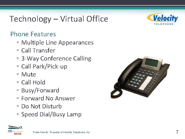 Virtual Office by Velocity Telephone Inc Trade Secret