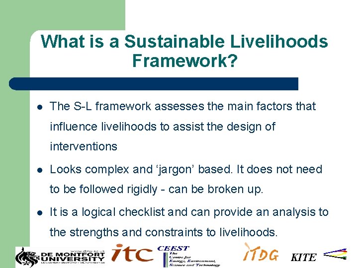 Sustainability Assessment Model and its application Dr Katie