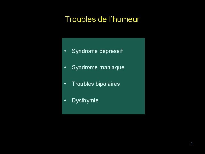 LES TROUBLES DE LHUMEUR M MAMMERI Ecole Nationale