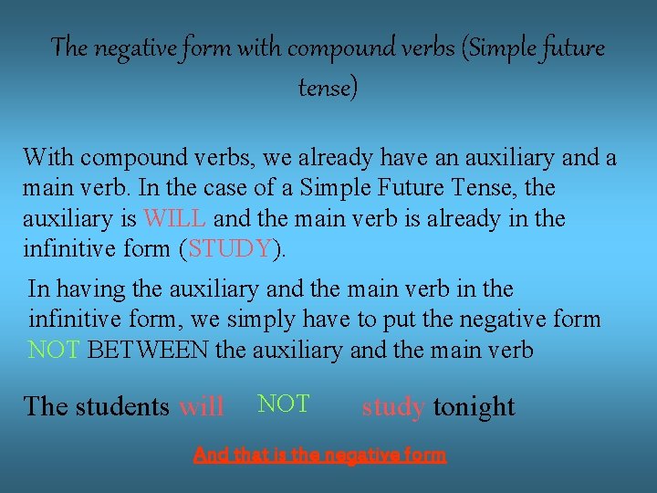 Used with the verb TO BE the Simple