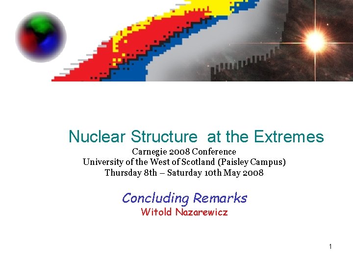 Nuclear Structure at the Extremes Carnegie 2008 Conference