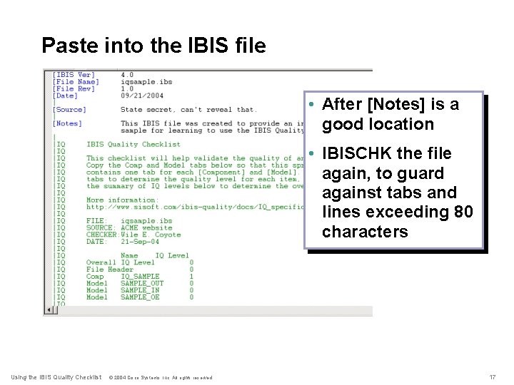 Using the IBIS Quality Checklist Mike La Bonte