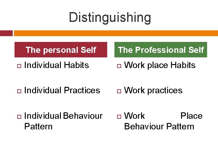 Distinguishing the Personal and the Professional Self Mr