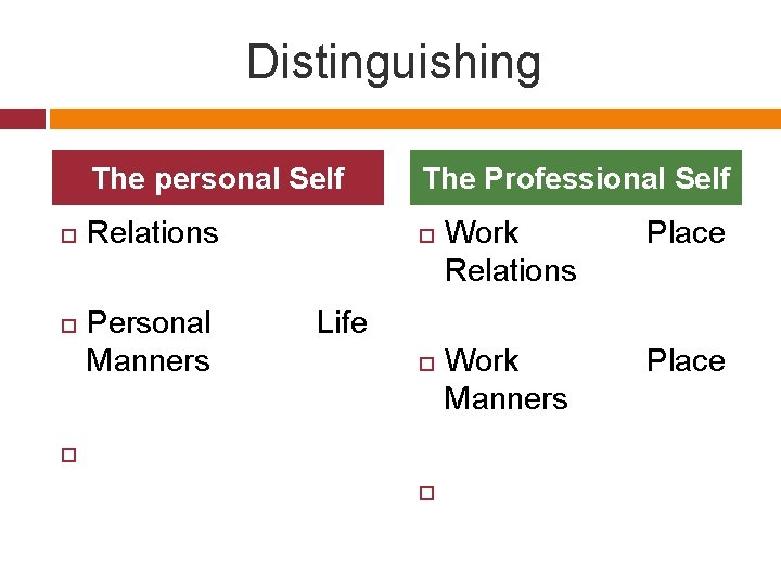 Distinguishing the Personal and the Professional Self Mr