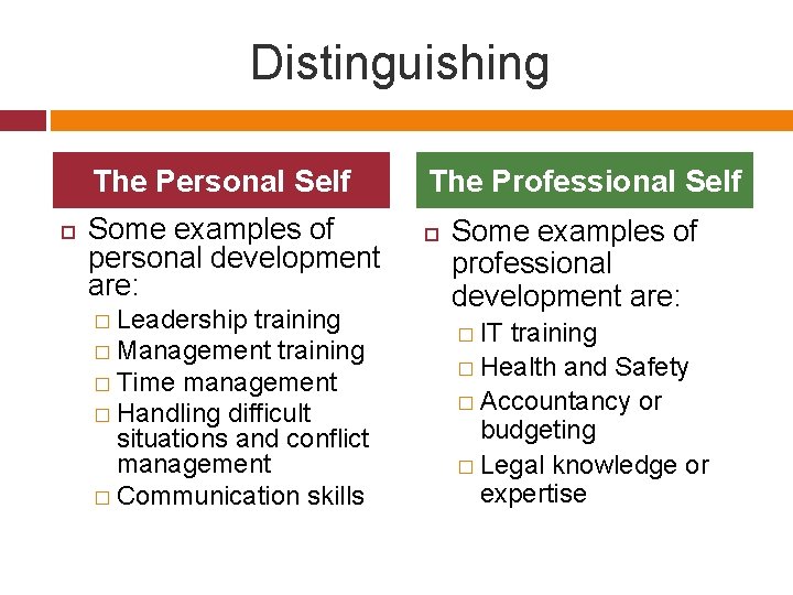 Distinguishing the Personal and the Professional Self Mr