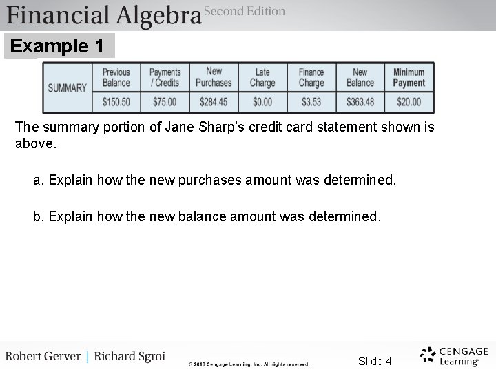 3 6 CREDIT CARD STATEMENT OBJECTIVES To identify