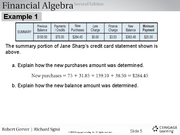 3 6 CREDIT CARD STATEMENT OBJECTIVES To identify