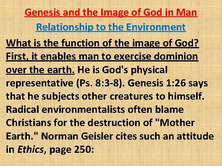 Genesis and the Image of God in Man