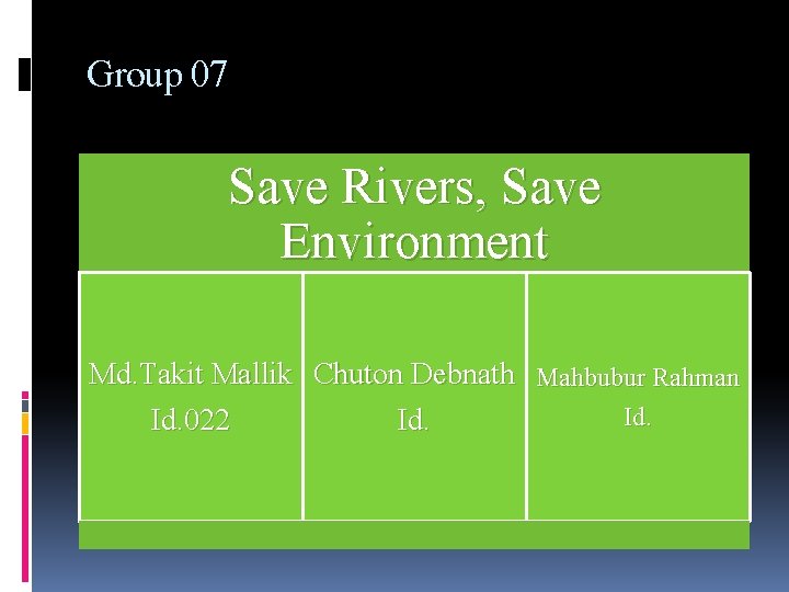 Welcome to our Presentation Prepared by Group 07