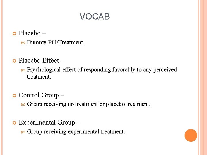 SECTION 5 2 DESIGNING EXPERIMENTS VOCAB Experimental Units