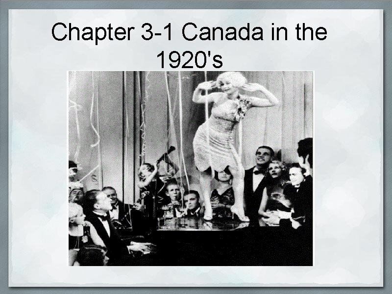 Chapter 3 1 Canada in the 1920s Learning