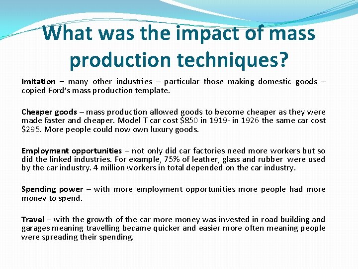 How did Henry Ford change the world Learning