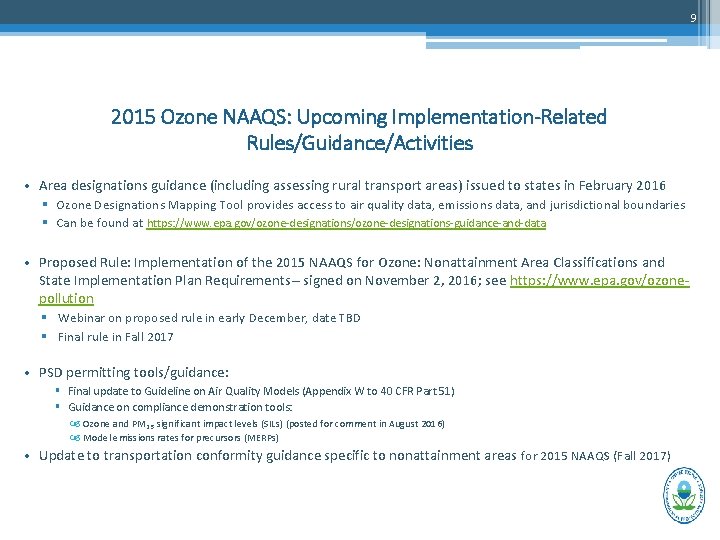 NAAQS AND OTHER IMPLEMENTATION UPDATES Anna Marie Wood