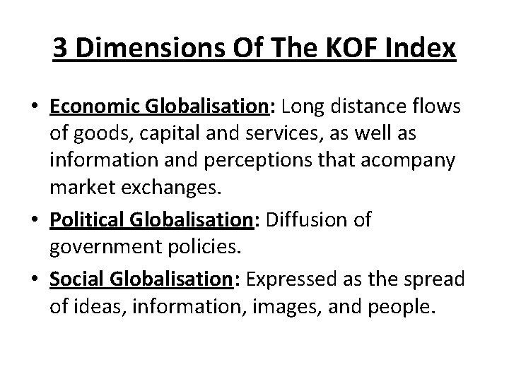 Index Of Globalisation IB HL KOF Index Introduced