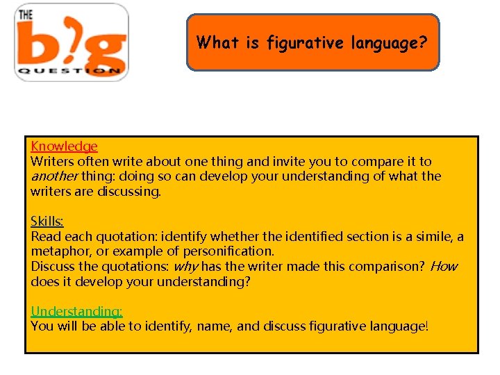 What is figurative language Knowledge Writers often write