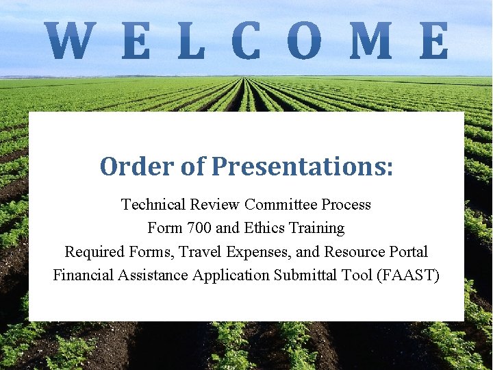 Order of Presentations Technical Review Committee Process Form