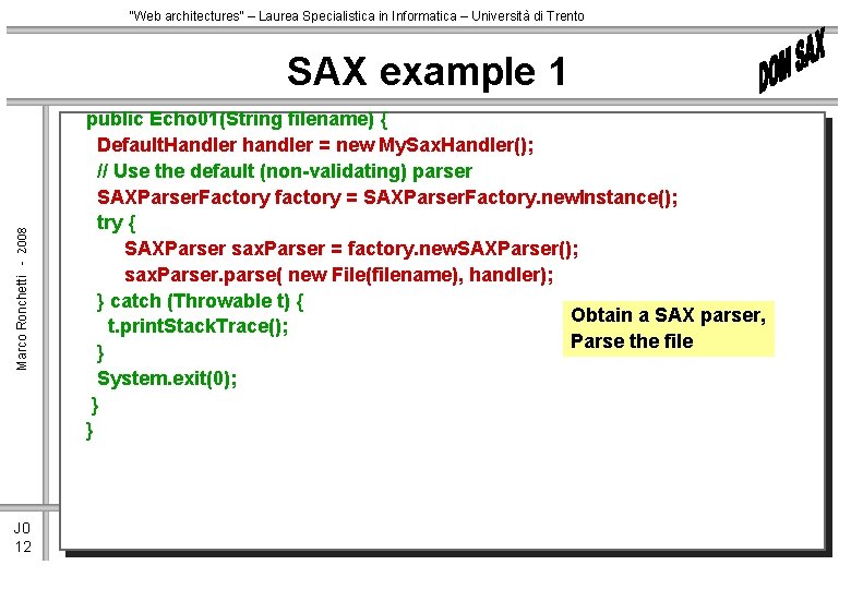 Marco Ronchetti 200 Web architectures Laurea Specialistica in