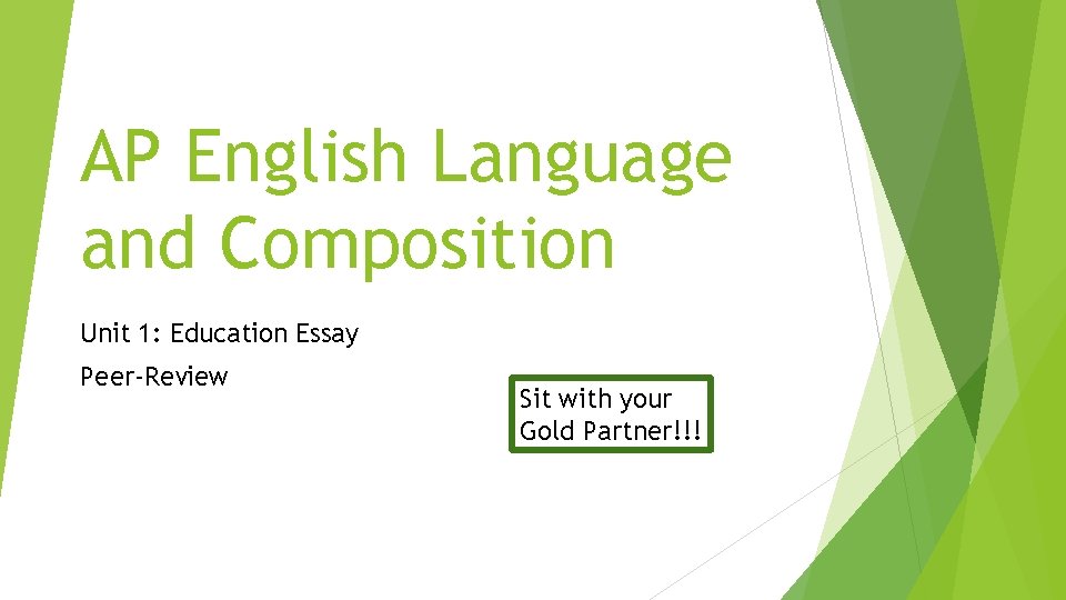 AP English Language and Composition Unit 1 Education