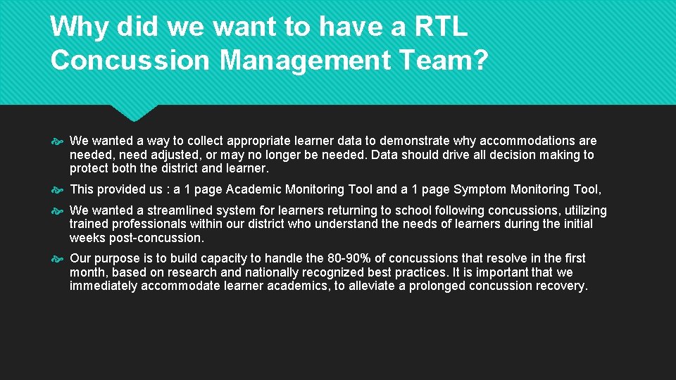 Return to Learn Concussion Management Teams School Based