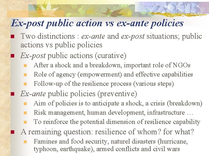 MARKETS and RESILIENCE A contradiction or a potential