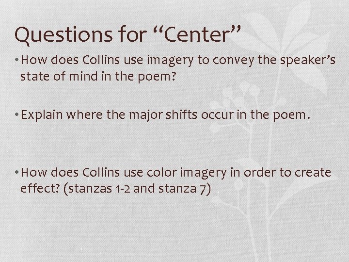 COLLINS MUSICAL POETRY REVIEW Station 4 Center Directions