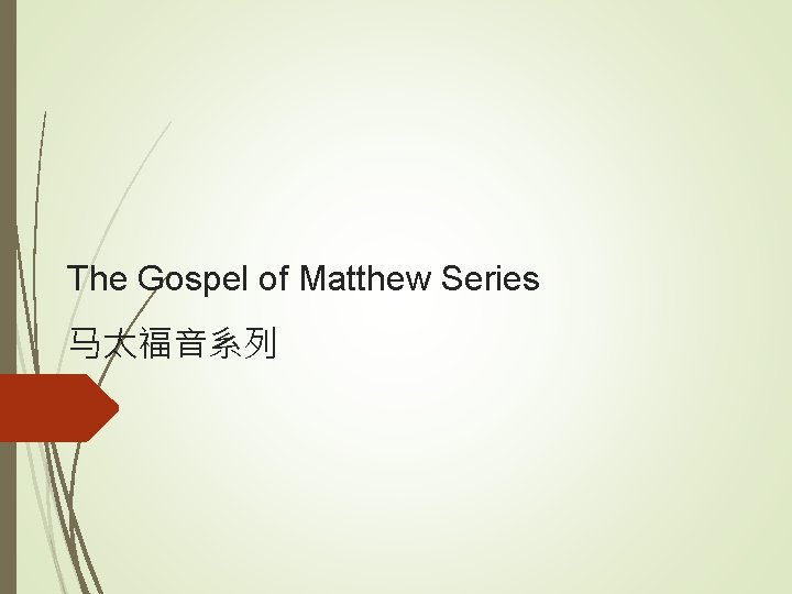 2019 07 21 The Gospel of Matthew Series