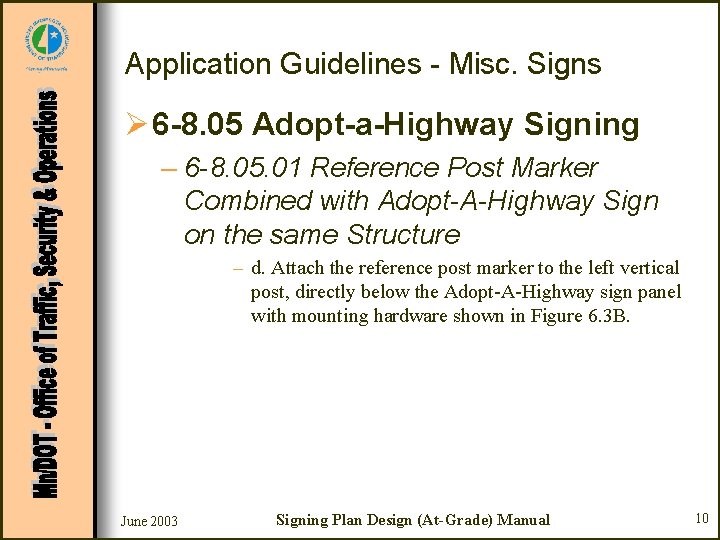 Signing Plan Design At Grade Intersections TEM Chapter