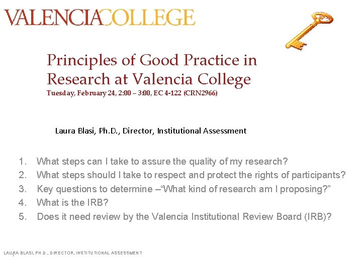 Principles of Good Practice in Research at Valencia