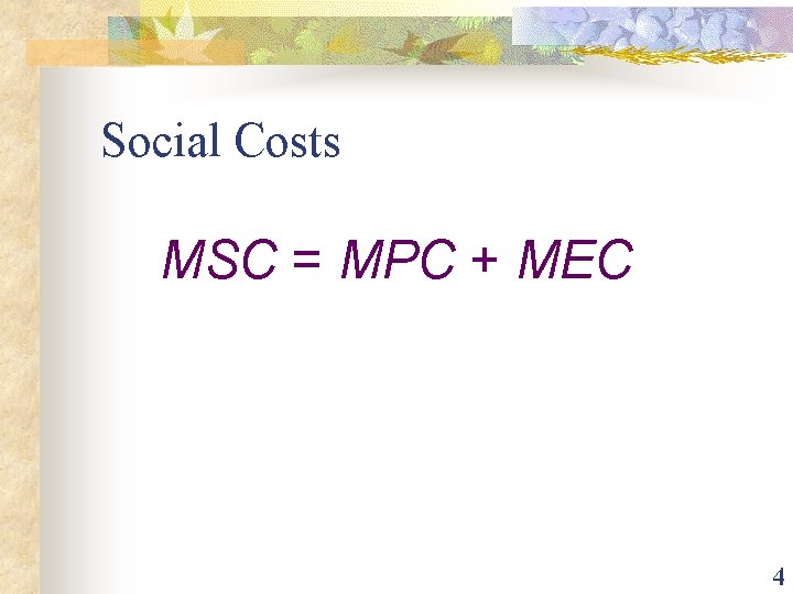 Chapter 3 Externalities and Public Policy 1 Externalities