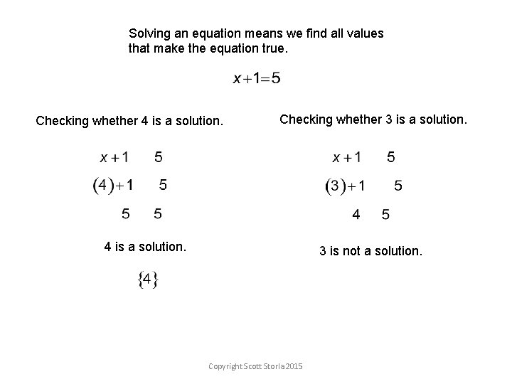 Checking Solutions with a Two Column Table Copyright