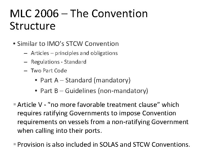 International Labour Organization ILO Maritime Labour Convention MLC