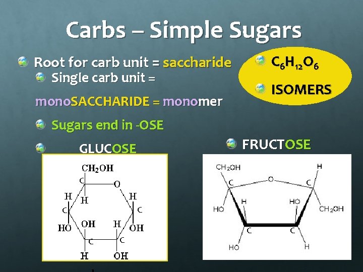 CARBOHYDRATES L 3 Biology Carbs some facts Examples