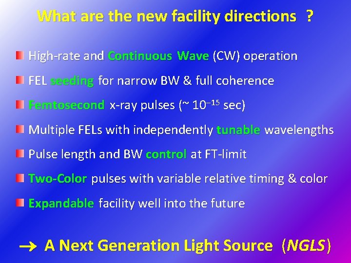 Design Considerations for the NGLS Next Generation Light